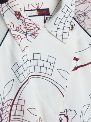 Crest Print Relaxed Fit Shirt White Tommy Hilfiger