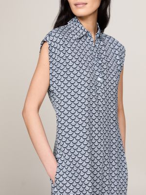 Scallop Print Relaxed Midi Dress Blue Tommy Hilfiger