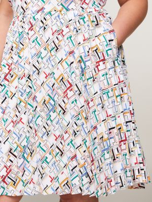 Curve Kurzarm Hemdkleid Mit Th Monogramm Und Falten Weiß Tommy Hilfiger