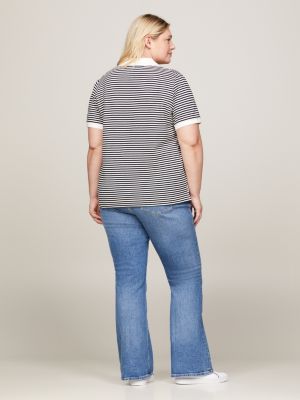 Curve Stripe Relaxed Fit Polo White Tommy Hilfiger