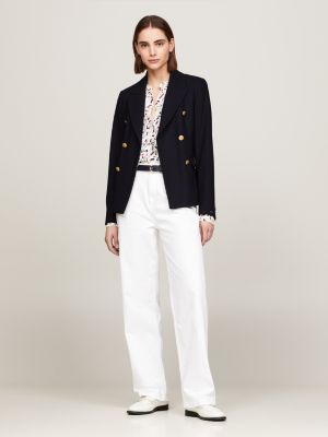 Gold Button Pique Double Breasted Blazer Blue Tommy Hilfiger