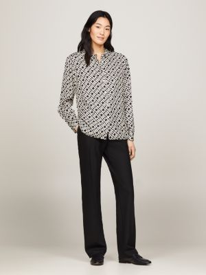 Th Monogram Print Relaxed Fit Shirt Black Tommy Hilfiger