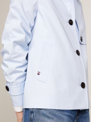 Single Breasted Short Trench Coat Blue Tommy Hilfiger