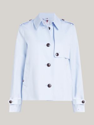Single Breasted Short Trench Coat Blue Tommy Hilfiger