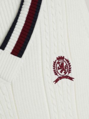 Mouwloze Sweaterjurk Met Signature Streep Wit Tommy Hilfiger