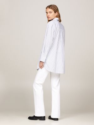 Gestreifte Oversized Fit Bluse Blau Tommy Hilfiger