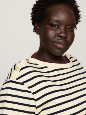 Curve T Shirt Met Boothals Blauw Tommy Hilfiger
